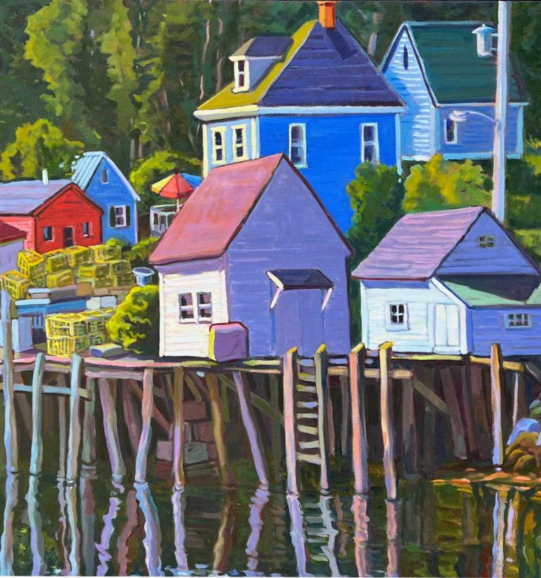 Buildings at Greenhead Docks in Stonington, Maine - Judy Rader Paintings